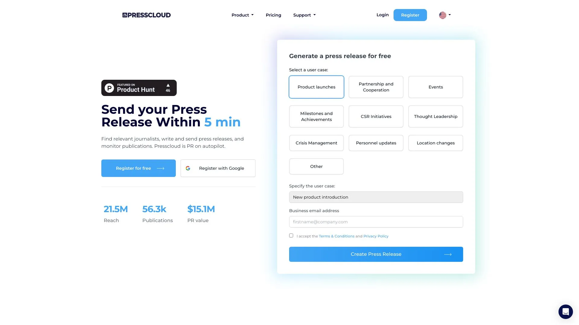 Presscloud.ai: Smart AI-Powered Press Release Tool | Creati.ai
