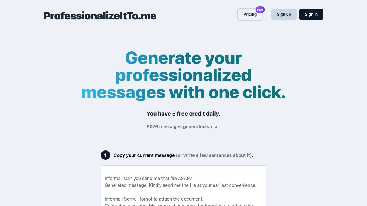 Professionalize It To Me - AI-Based Professional Writing Tool | Creati.ai