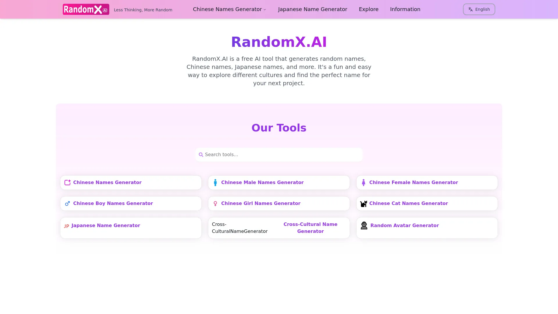 RandomX.AI - Generador de Nombres IA Gratuito | Creati.ai