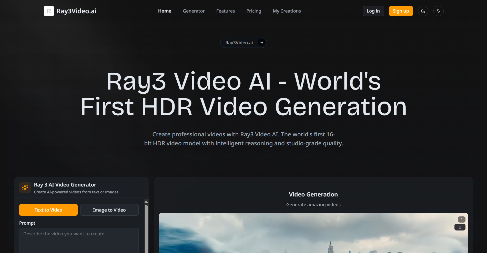 Ray3 Video AI - Plataforma profesional de generación de video HDR de 16 ...