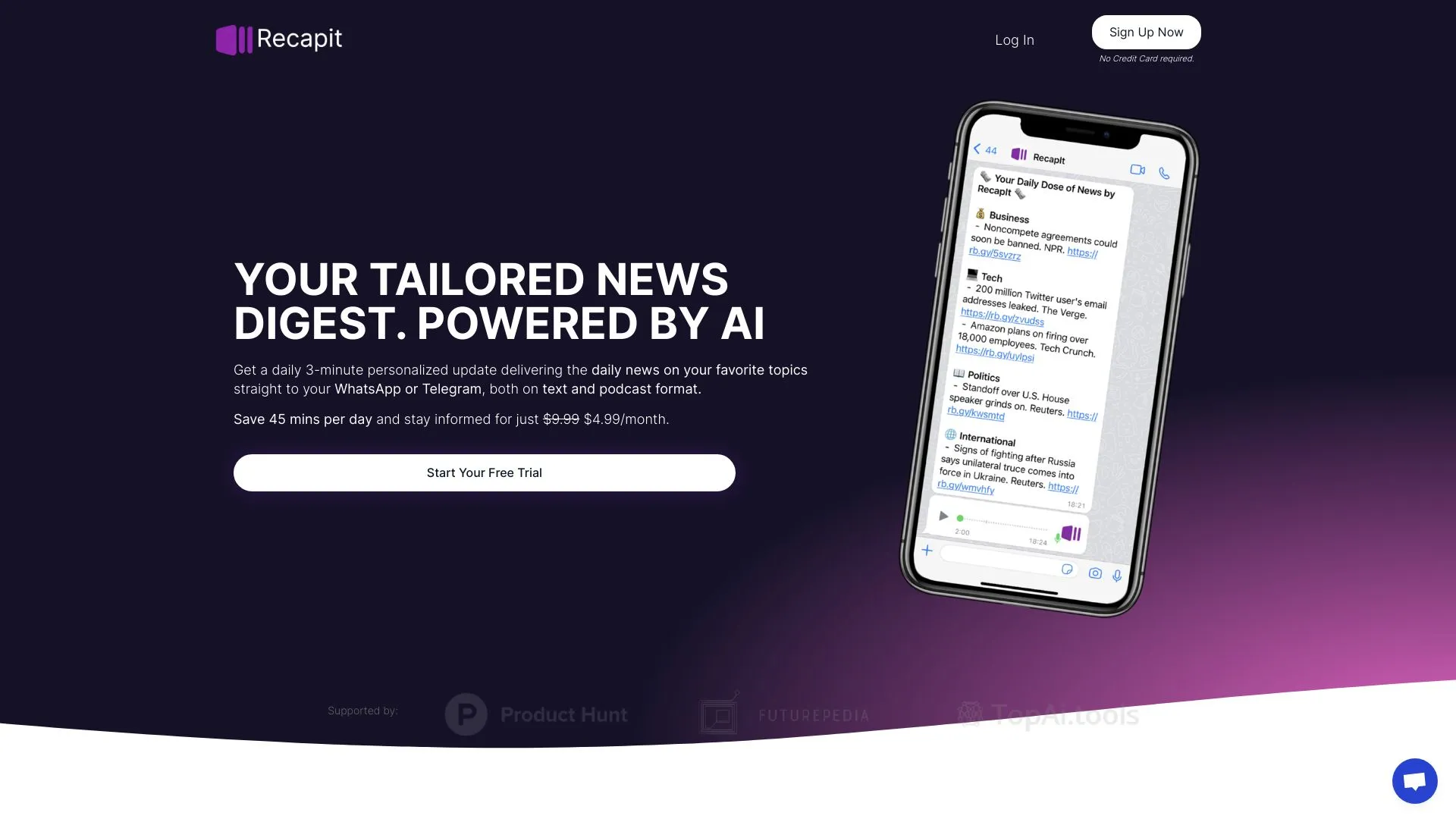 Recapit - Your Personalized AI-Powered News Summarizer | Creati.ai