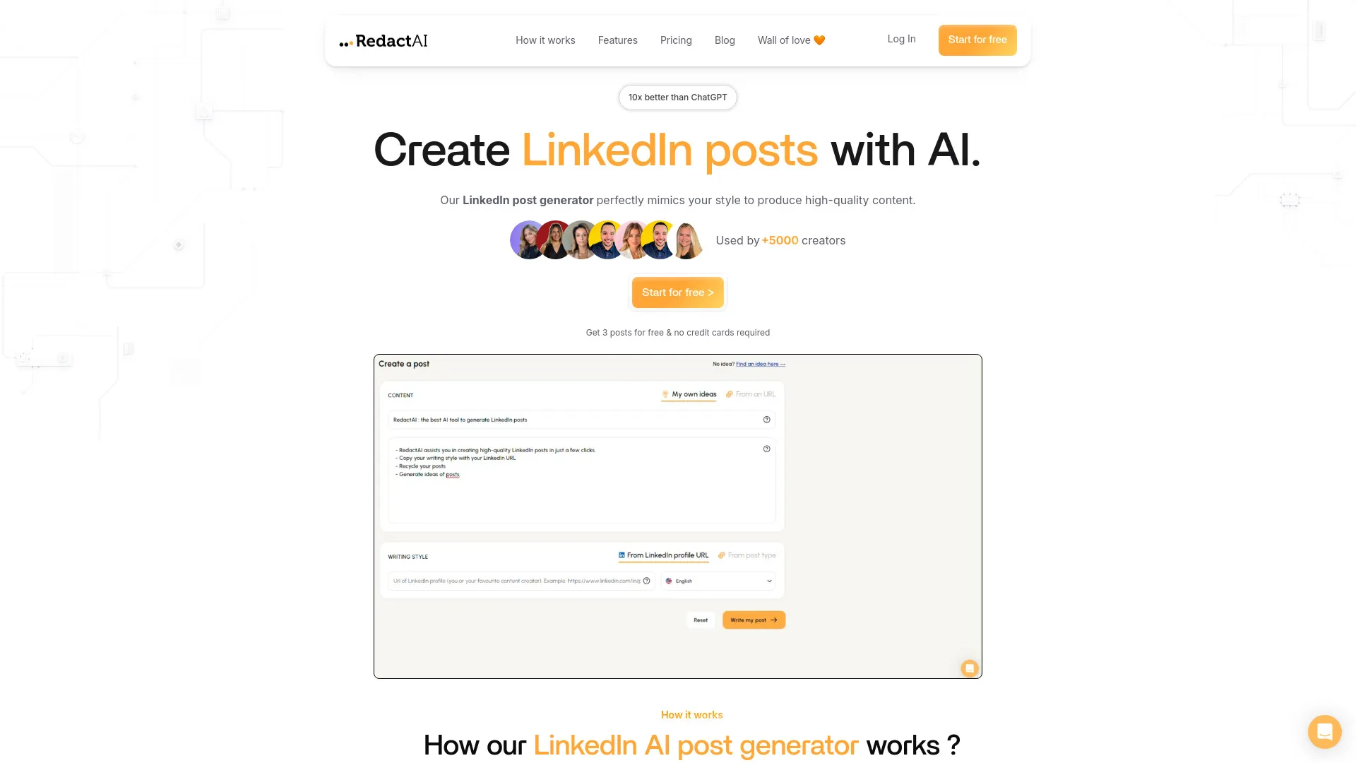 RedactAI - Personalized LinkedIn Post Generator | Creati.ai