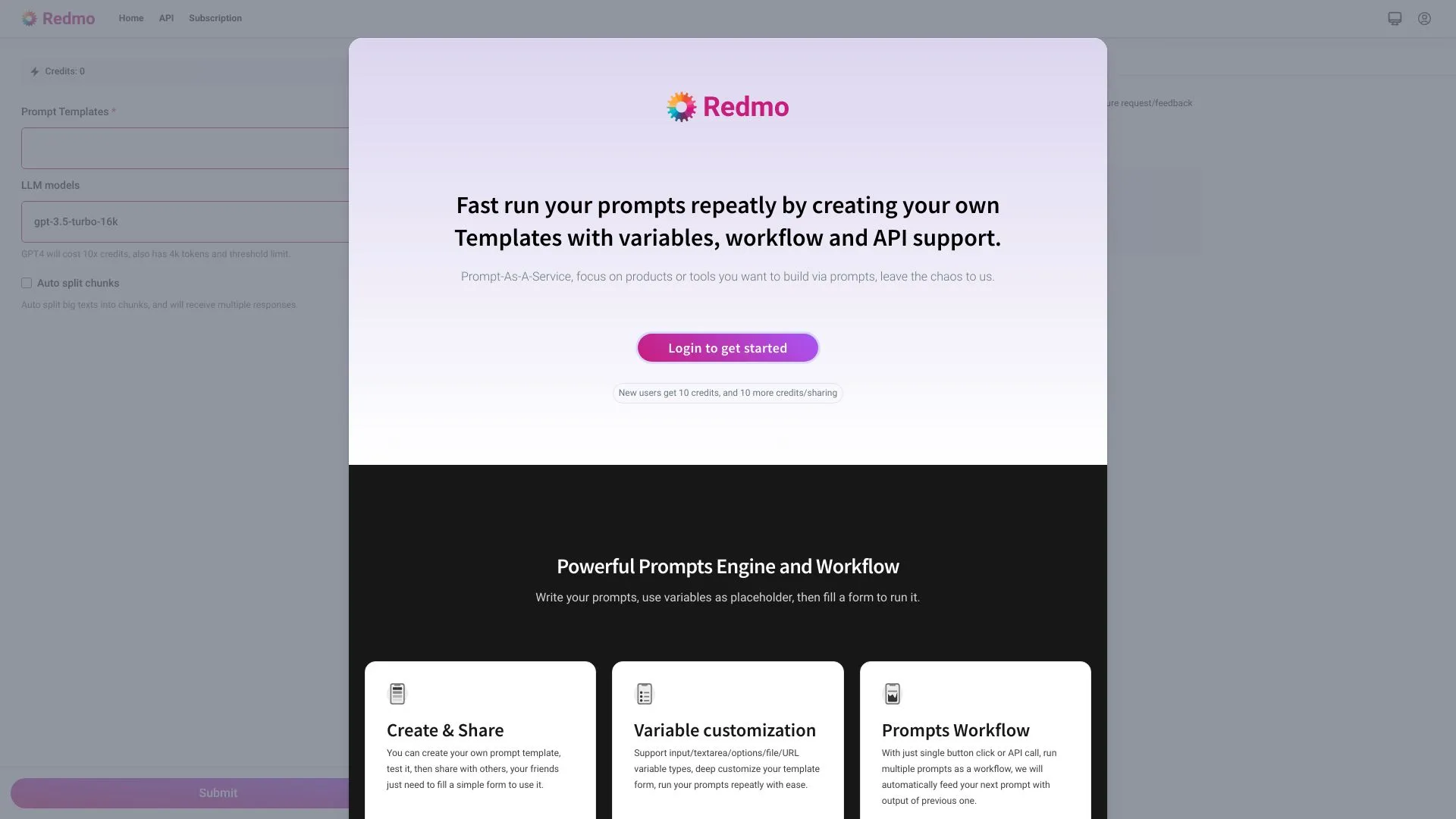 Redmo - Powerful Prompt Workflows for Enhanced Productivity | Creati.ai