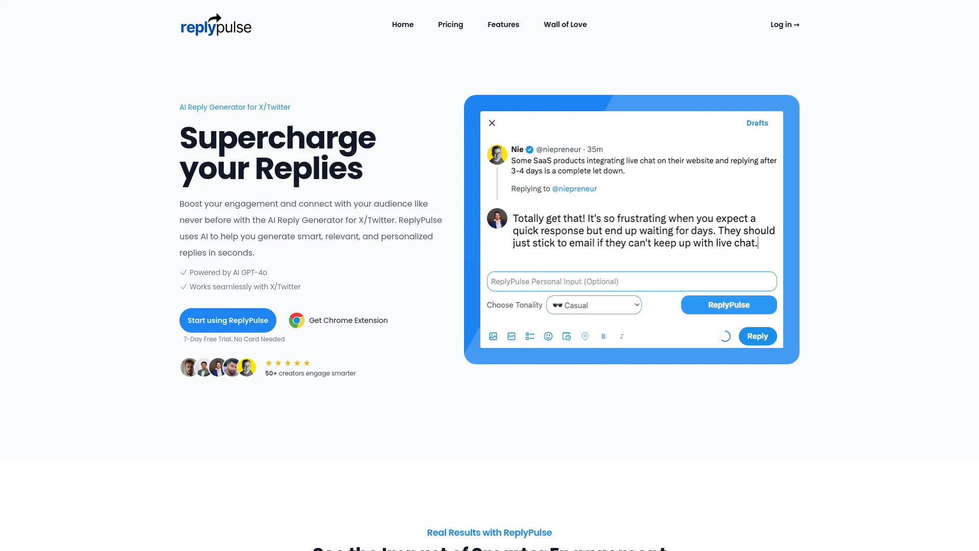 ReplyPulse: Generador de Respuestas IA para Crecimiento en Redes Sociales | Creati.ai