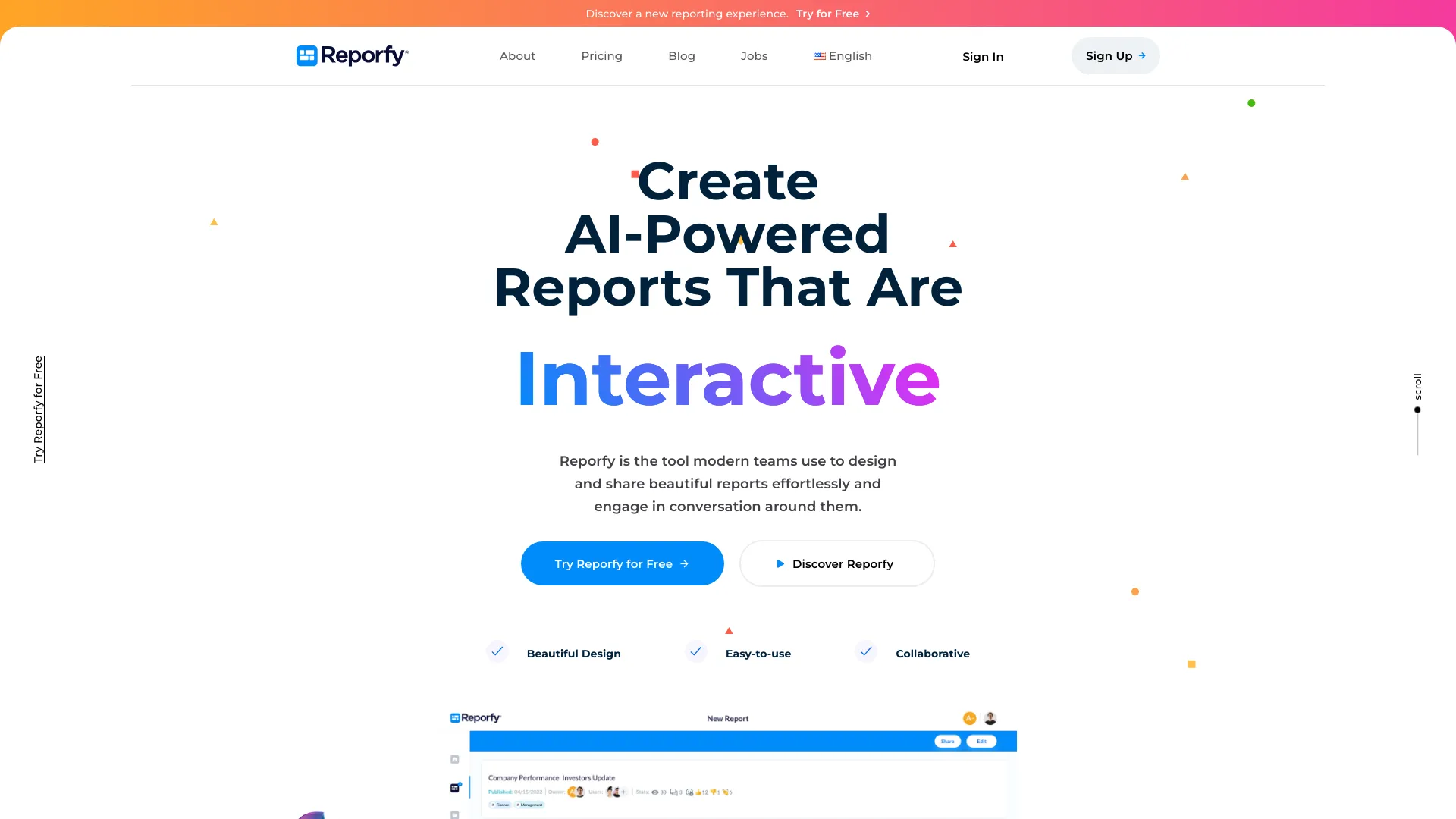 Reporfy - Plataforma de Generación de Informes Impulsada por IA | Creati.ai
