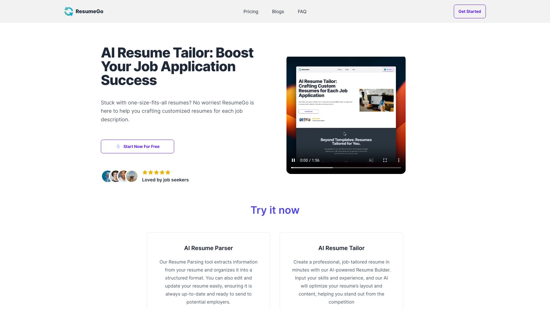 ResumeGo AI Resume Tailor - Custom Resumes for Job Success | Creati.ai