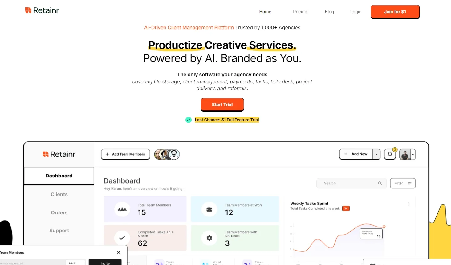 Retainr.io - All-in-One Agency Management Software | Creati.ai