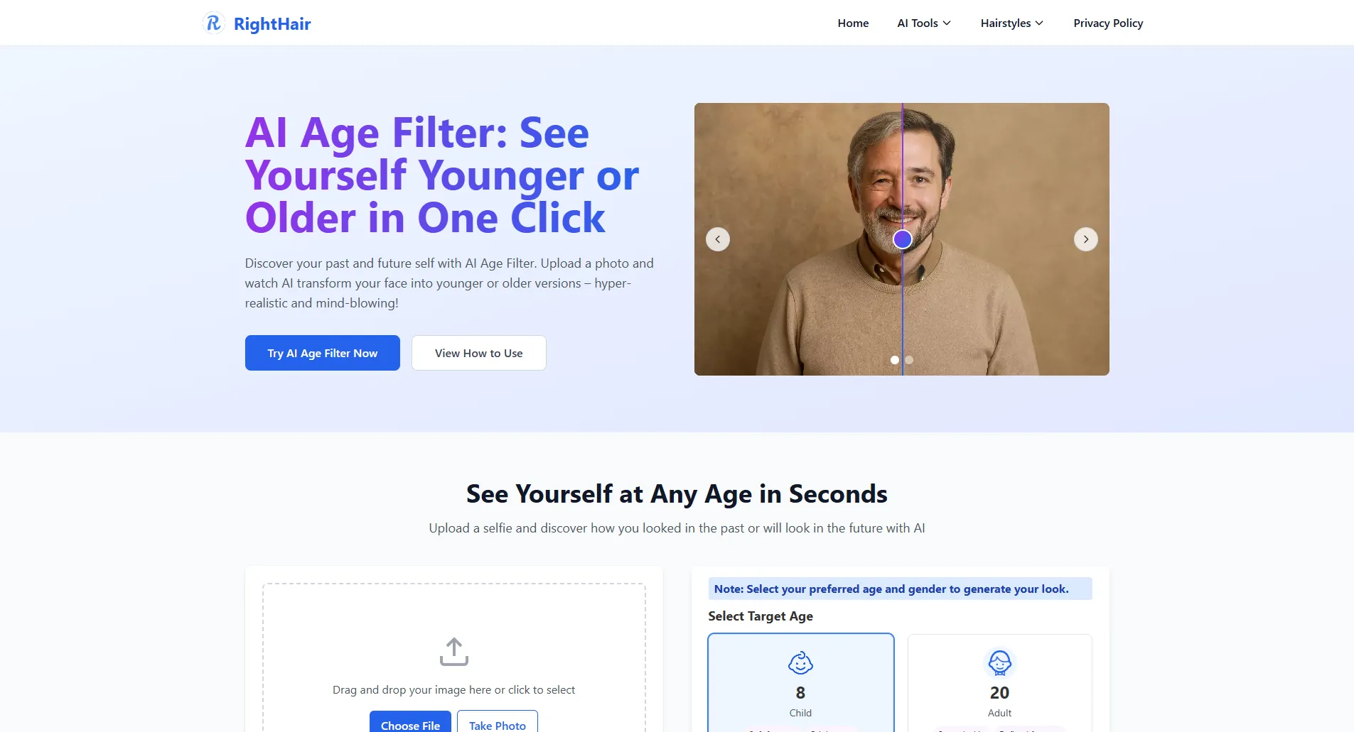 AI Age Filter - Free AI-Powered Age Progression Tool | RightHair ...