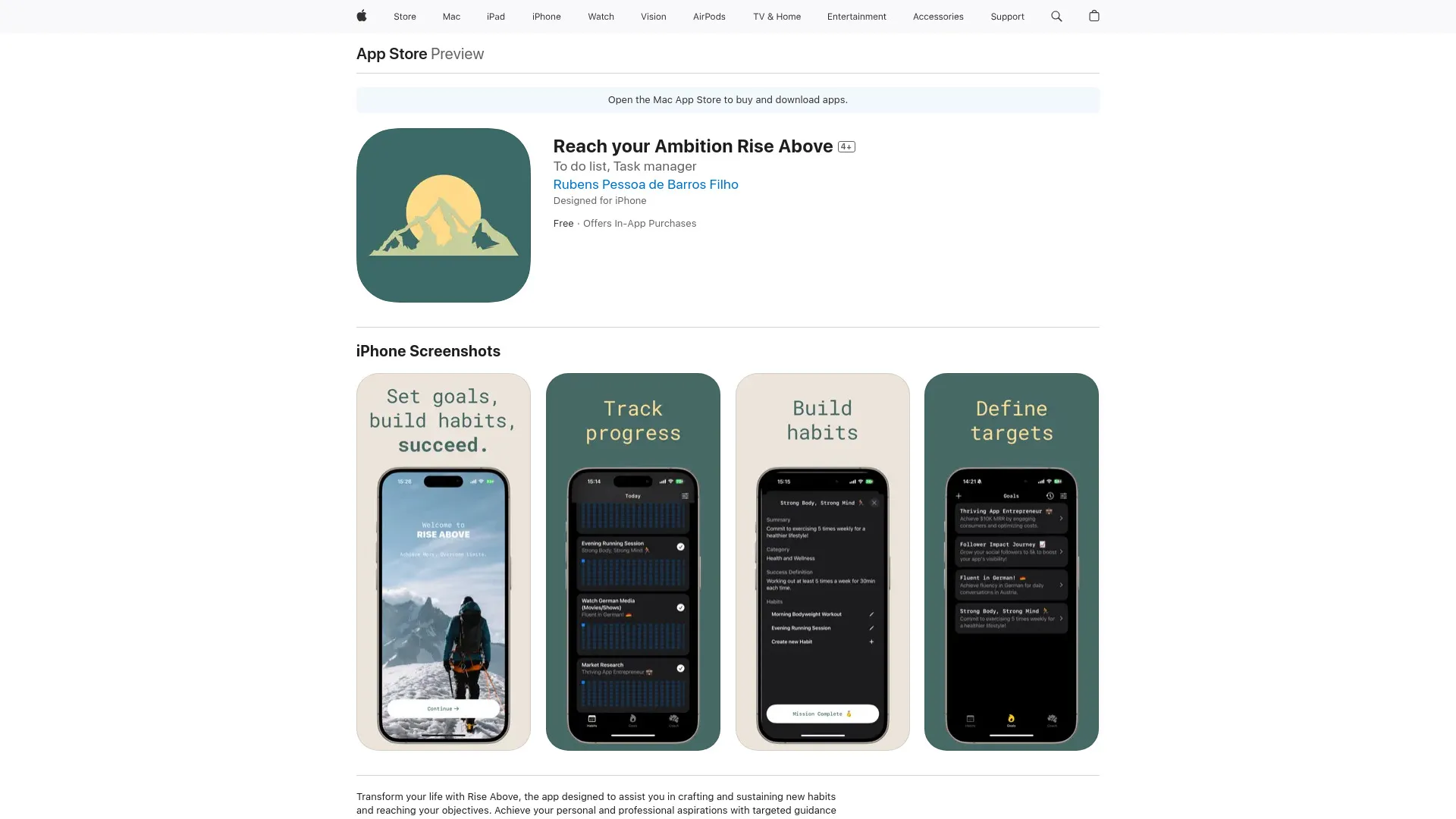 Alcanza tu ambición: Rise Above - Aplicación para Establecer Objetivos | Creati.ai