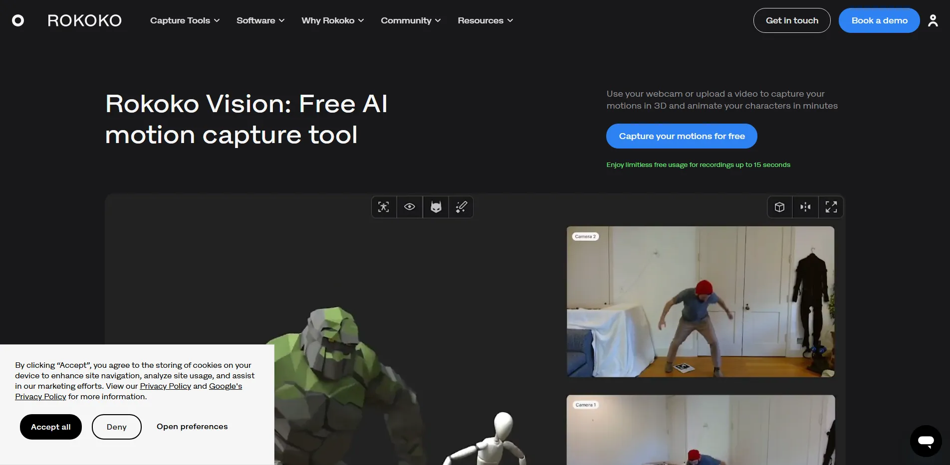 Rokoko Vision: AI Motion Capture for Animation | Creati.ai