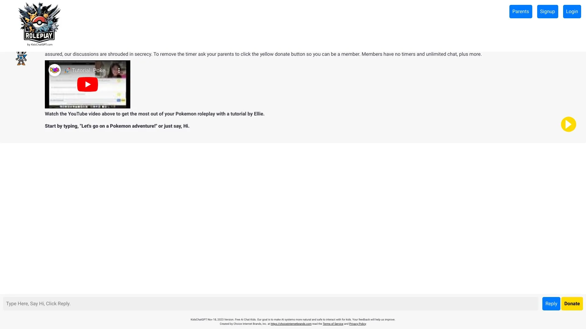 RoleplayPokemon.com - Interactive Pokemon A.I. Chat Bot | Creati.ai