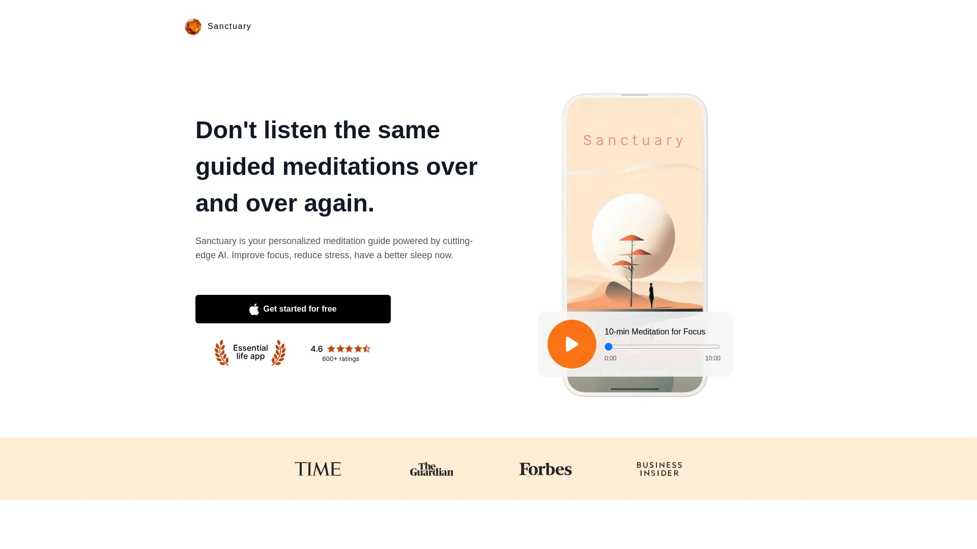 Sanctuary: Your Personalized Meditation Companion | Creati.ai