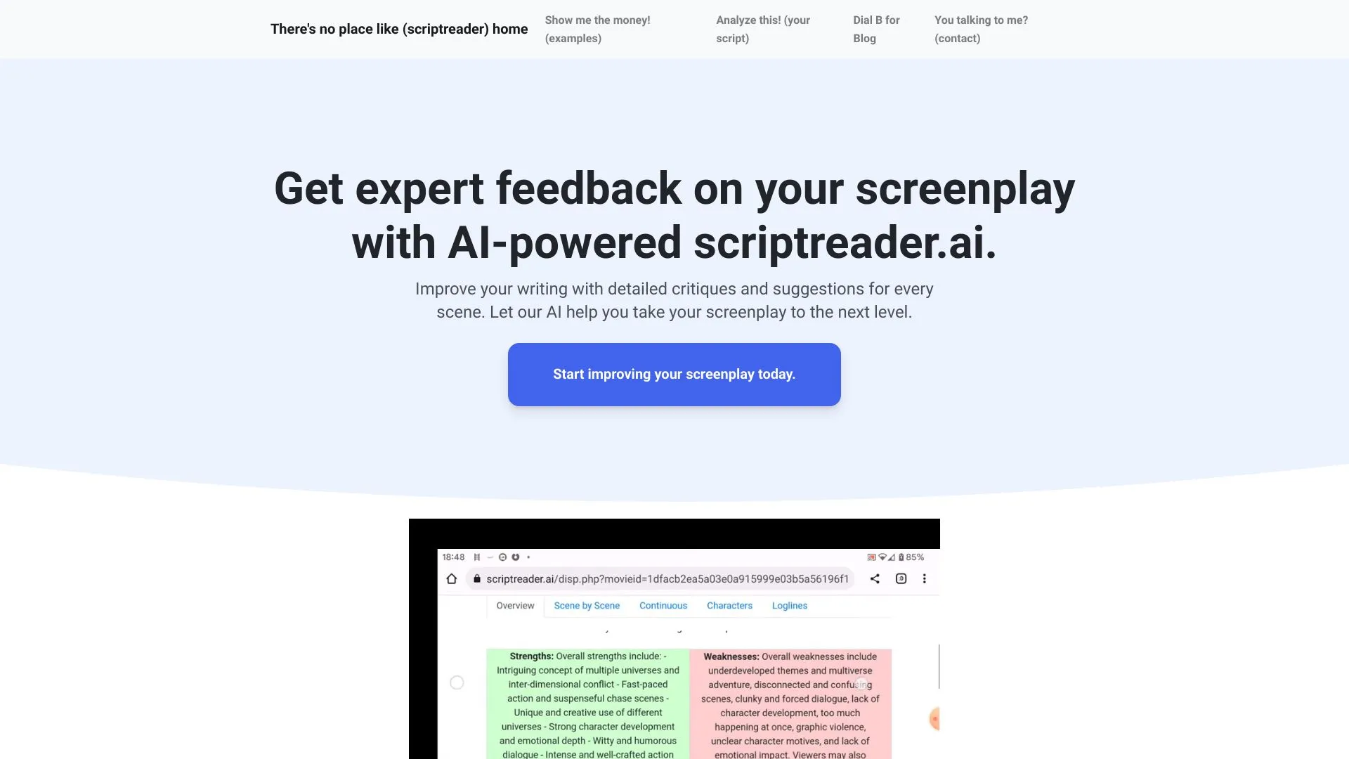ScriptReader.ai: AI Screenplay Analysis Tool | Creati.ai