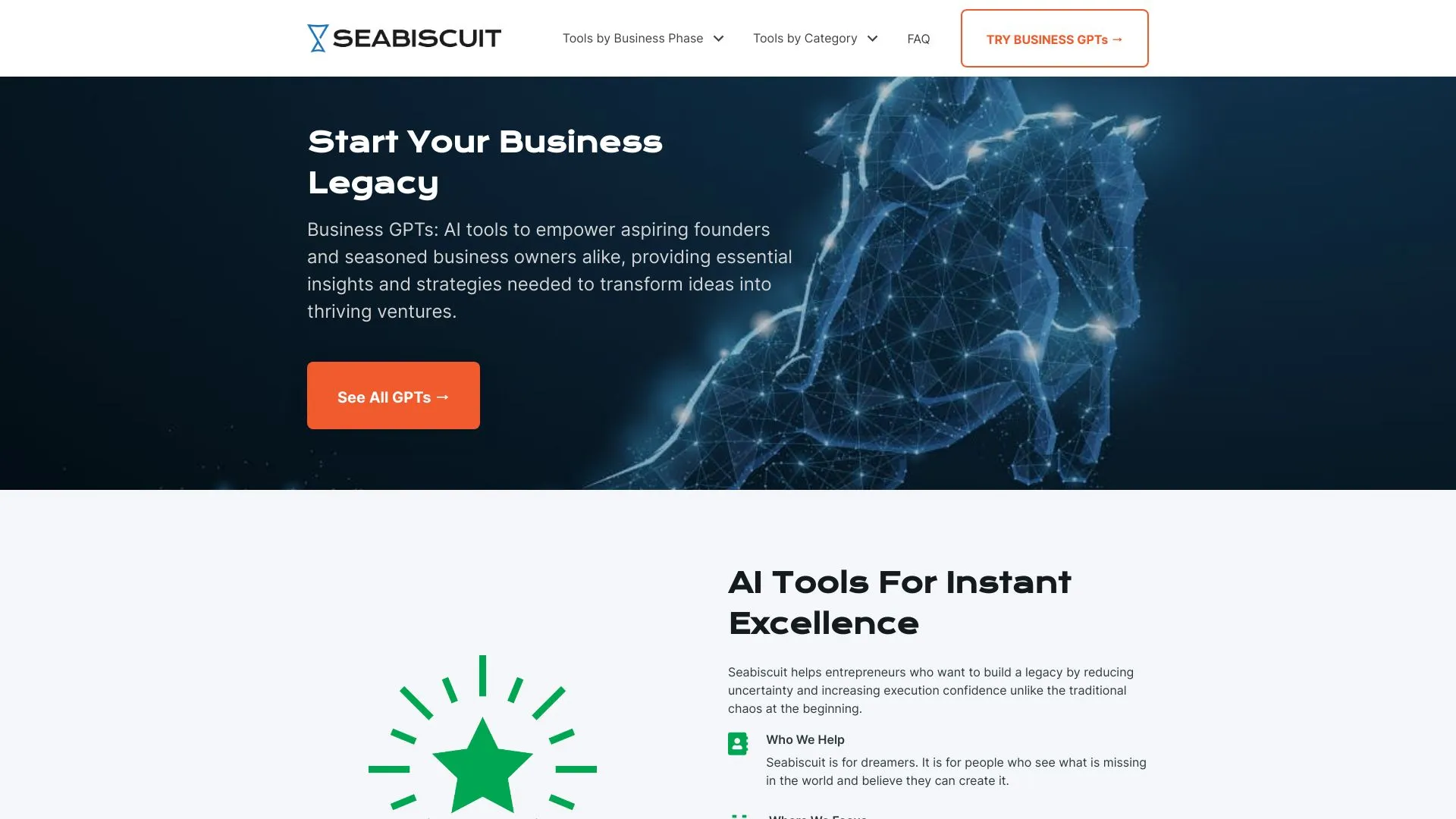 Seabiscuit - AI Tools & Training for Entrepreneurs | Creati.ai
