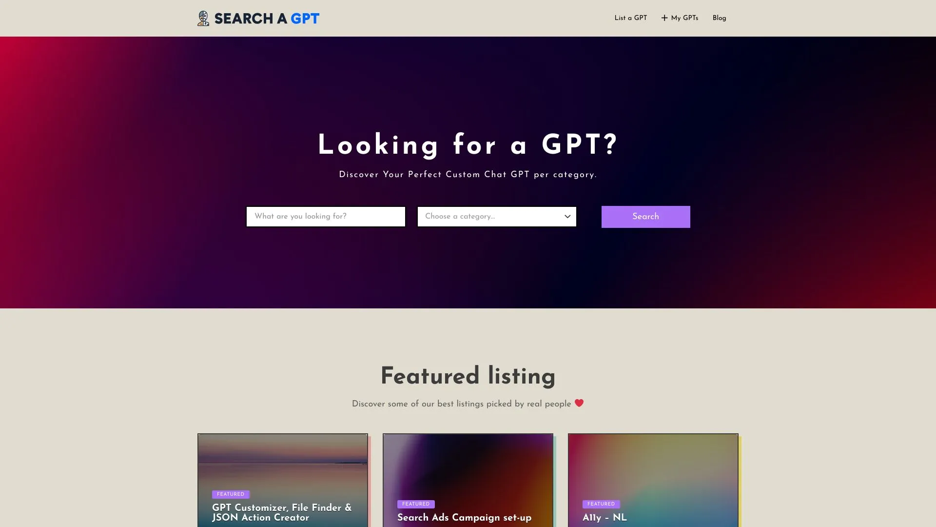 Search a GPT: Descubre GPTs Personalizados para Cada Necesidad | Creati.ai