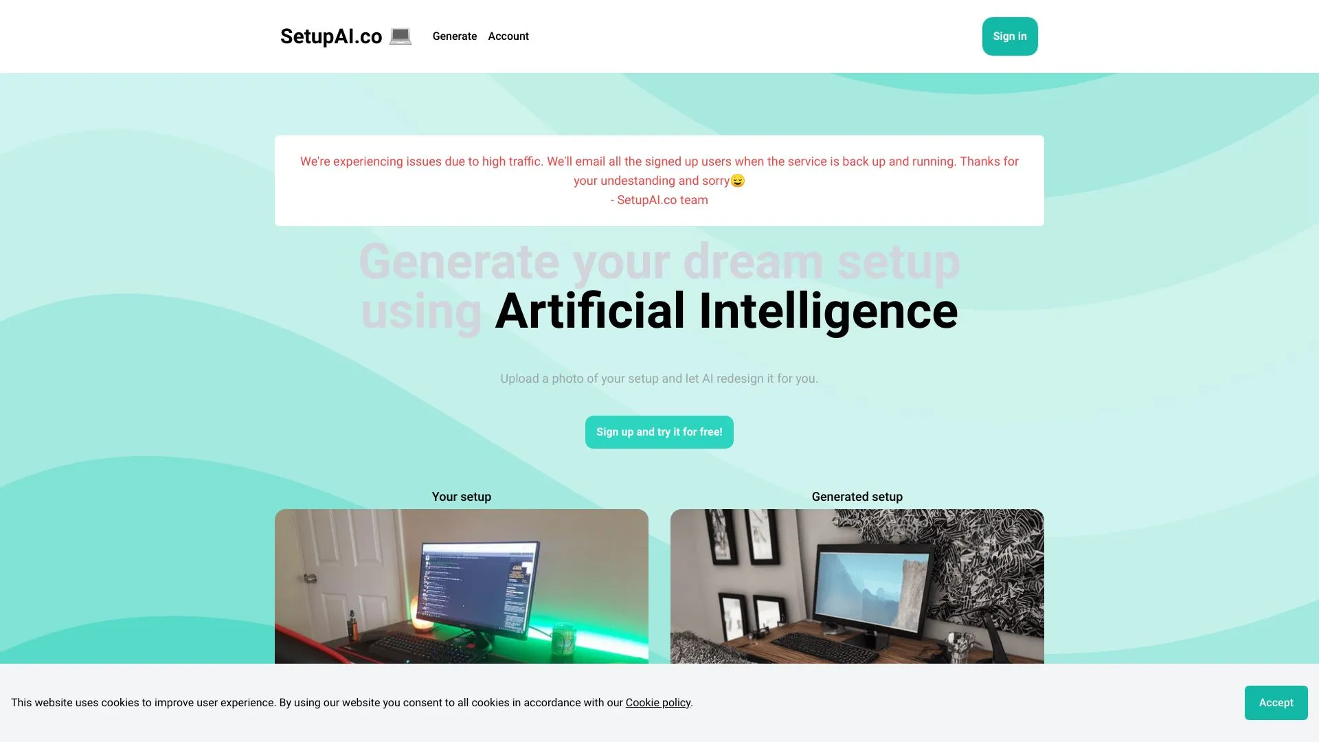 SetupAI.co - AI-Powered Desk Setup Redesign | Creati.ai