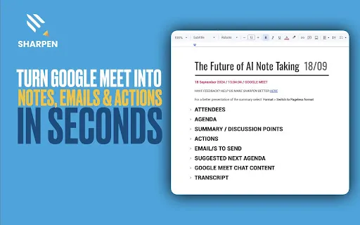 Sharpen AI: AI Meeting Summaries for Google Meet & Microsoft Teams ...