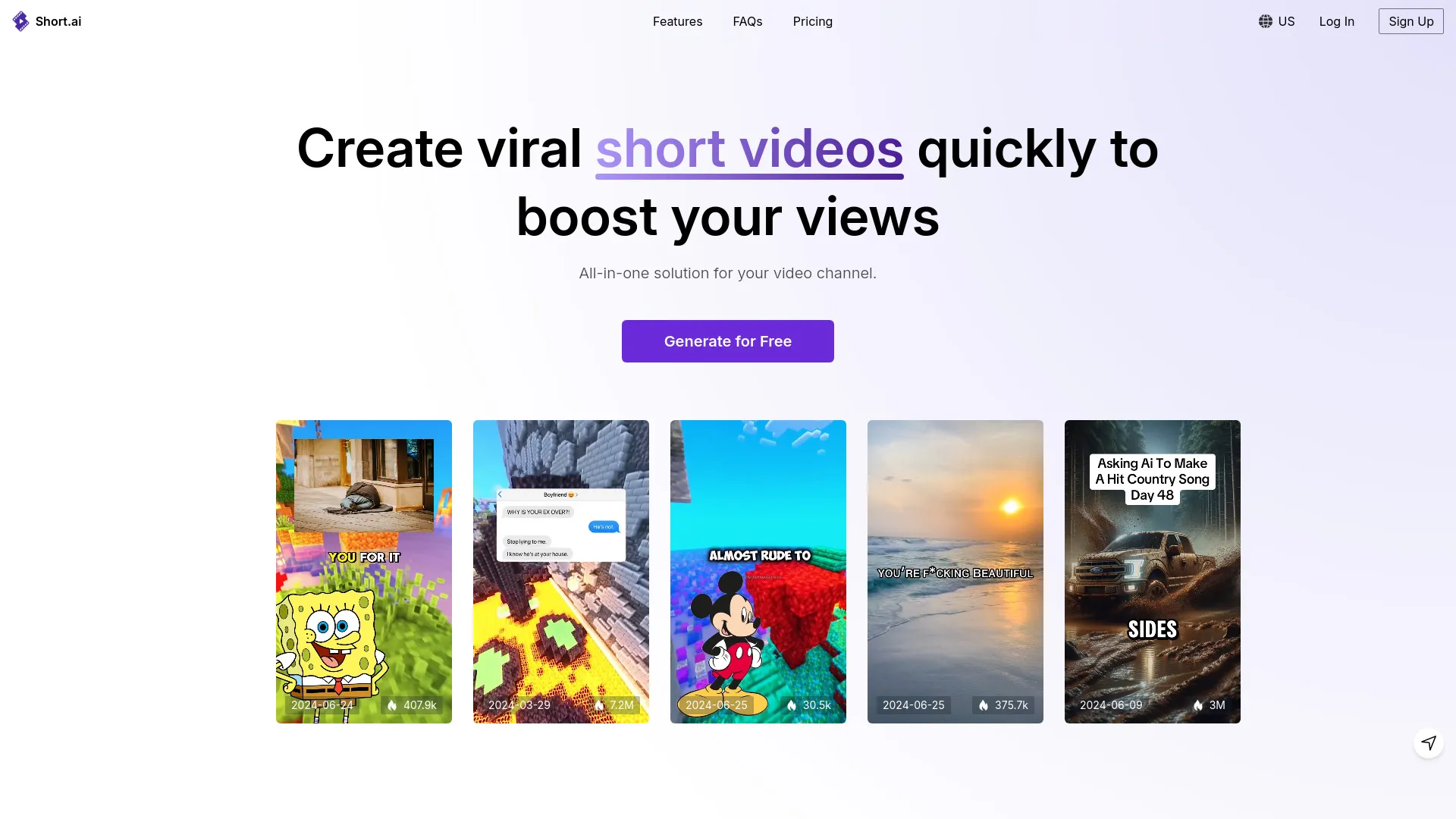 Create Viral Faceless Videos Effortlessly | Short AI | Creati.ai