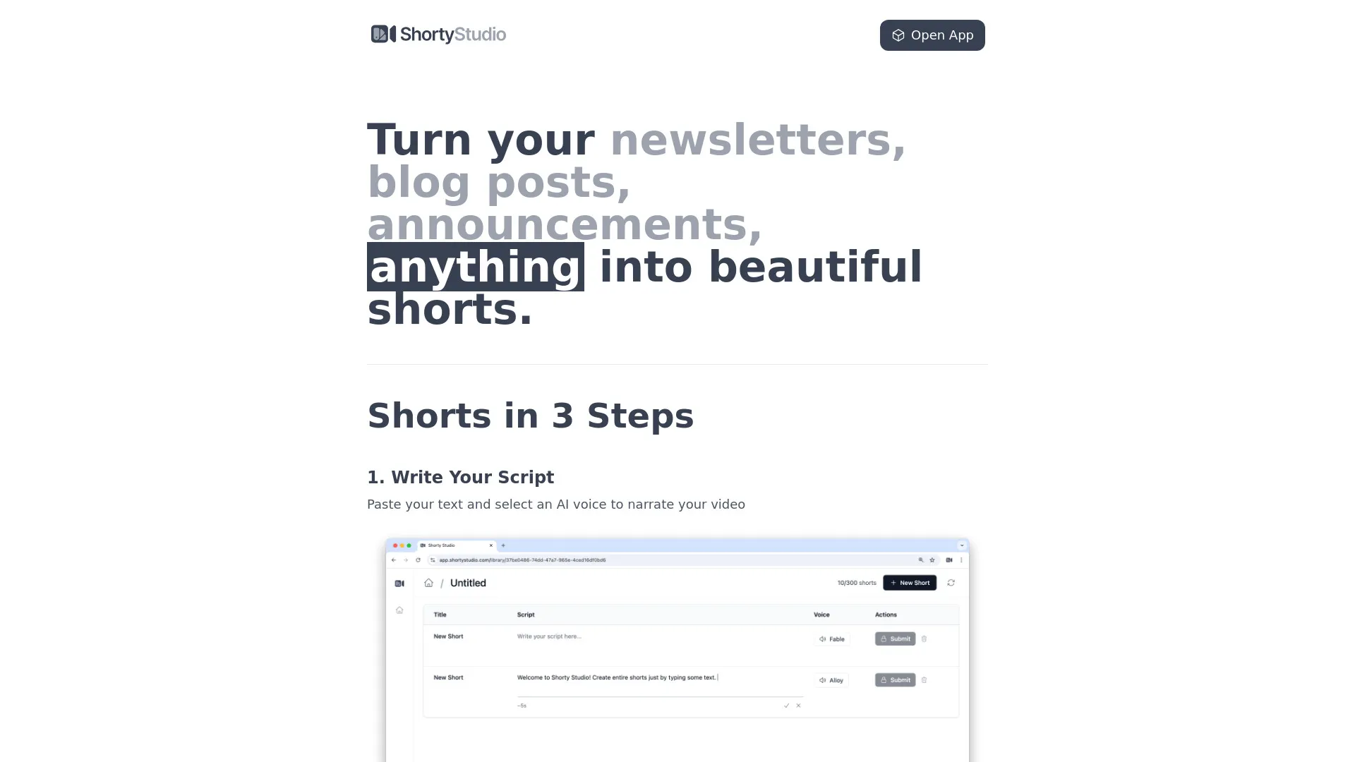 Create AI-Narrated Short Videos with Shorty Studio | Creati.ai