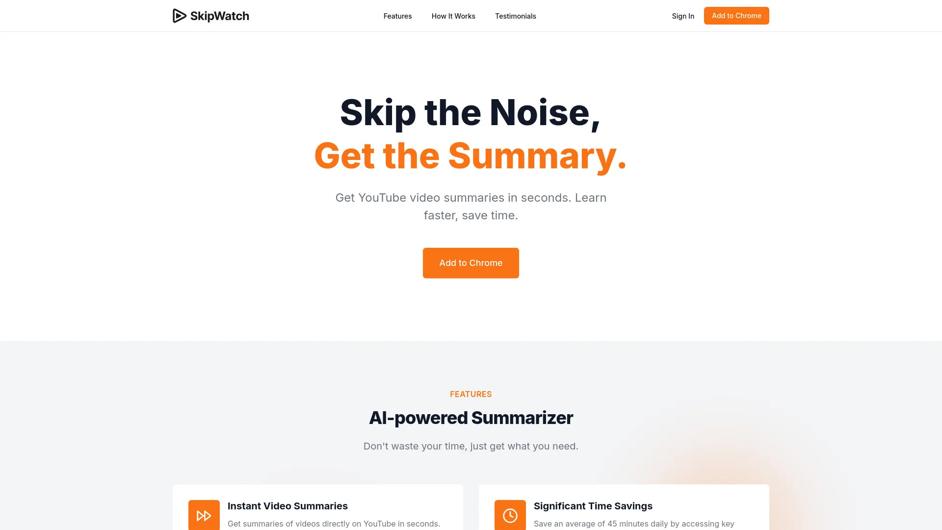 Instant YouTube Video Summaries for Faster Learning | SkipWatch | Creati.ai