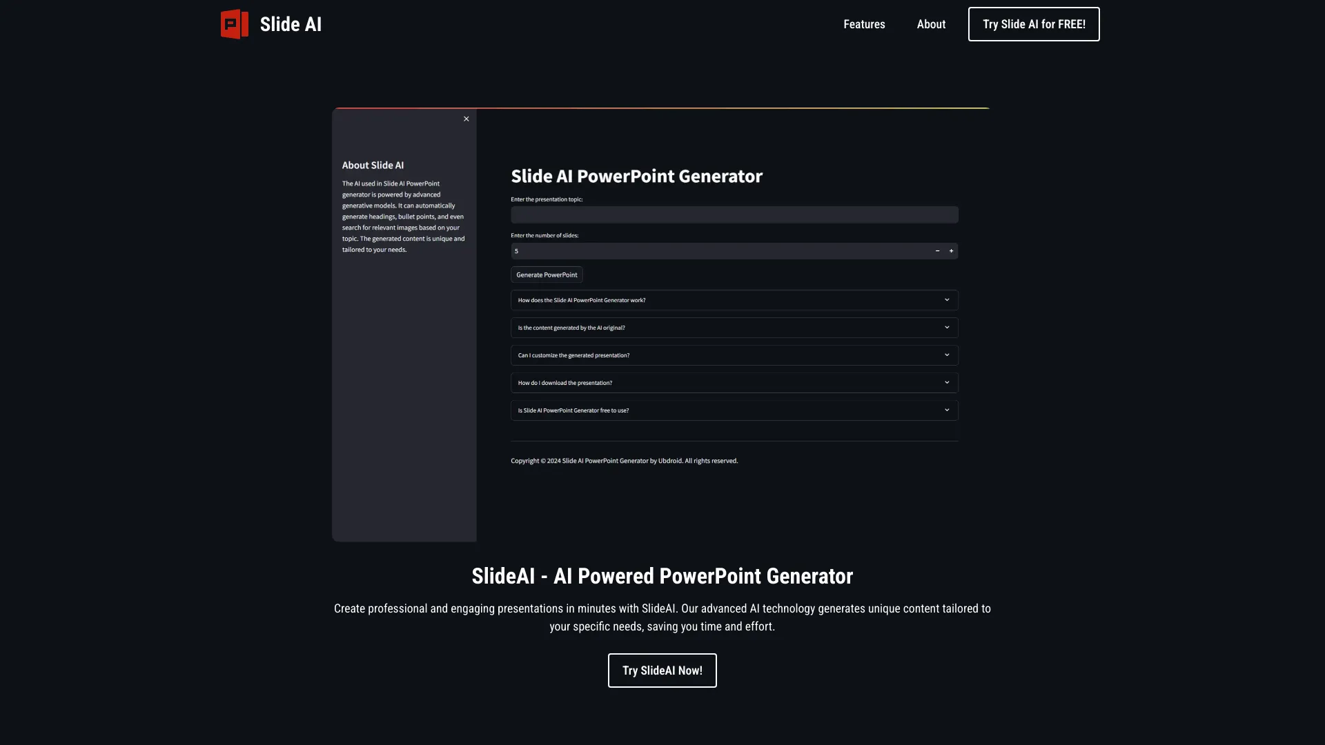 SlideAI: Advanced AI-Powered Presentation Creation Tool | Creati.ai