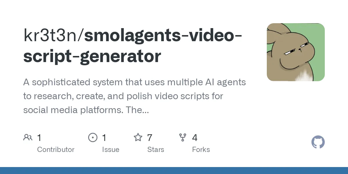 Générateur de scripts vidéo SmolAgents : Création de scripts assistée ...