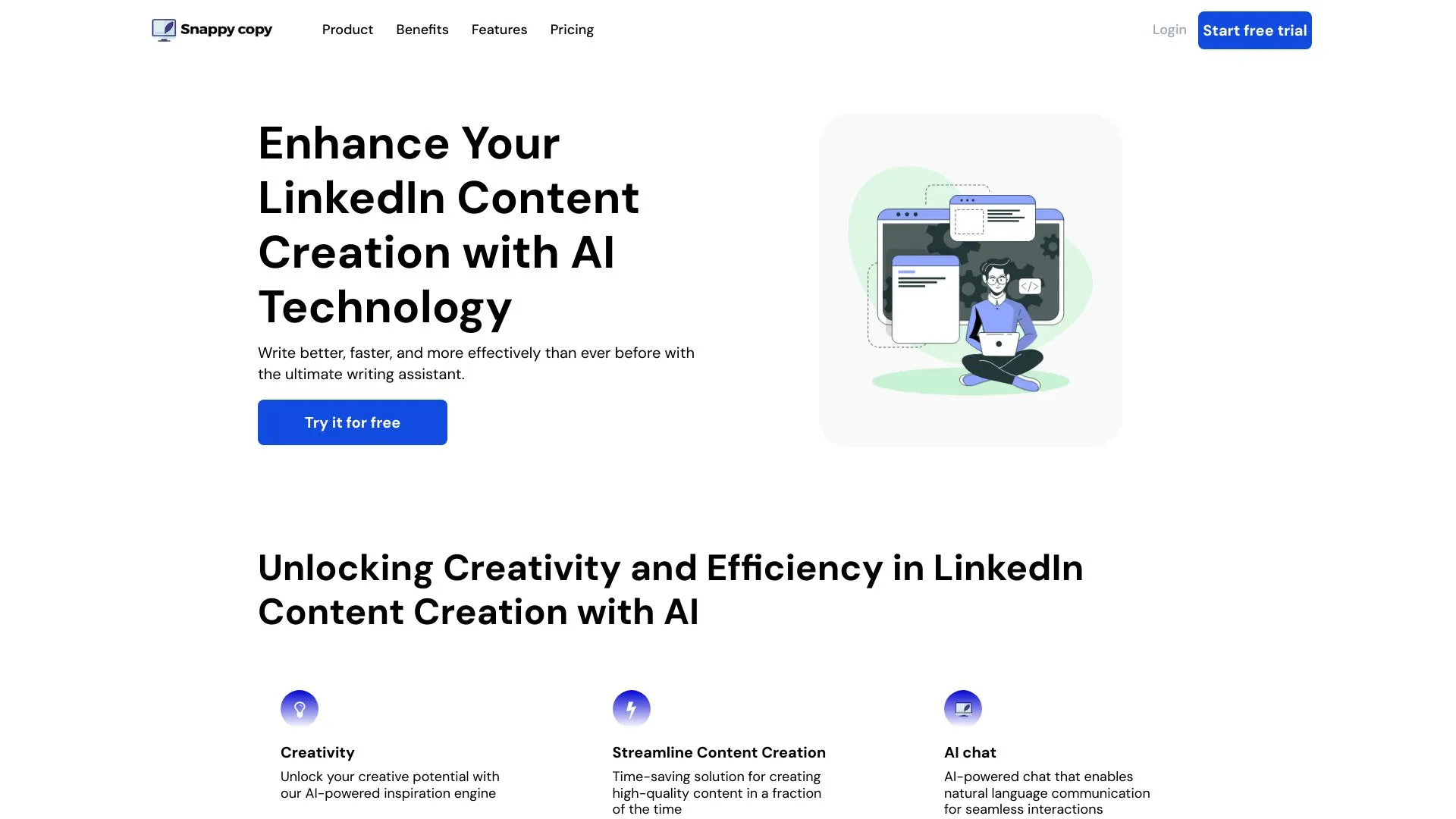 Snappy Copy AI - Intelligent LinkedIn Content Creation | Creati.ai