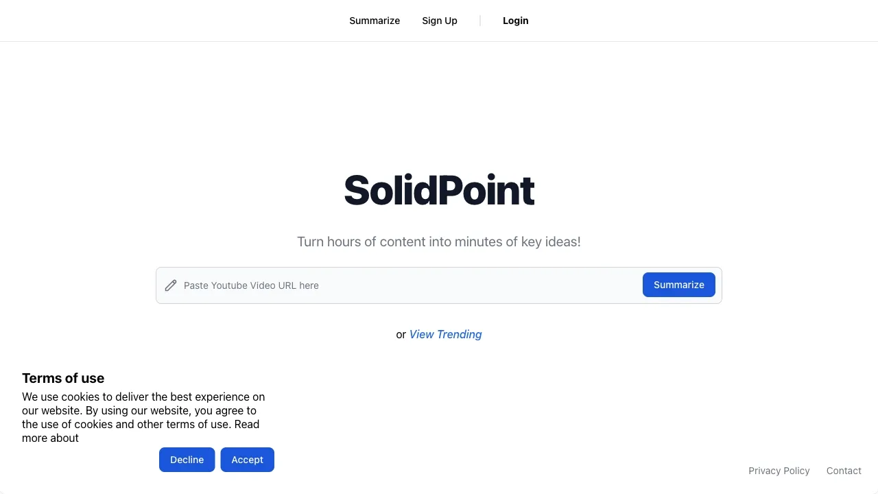 SolidPoint AI: Advanced YouTube Video Summarization Tool | Creati.ai