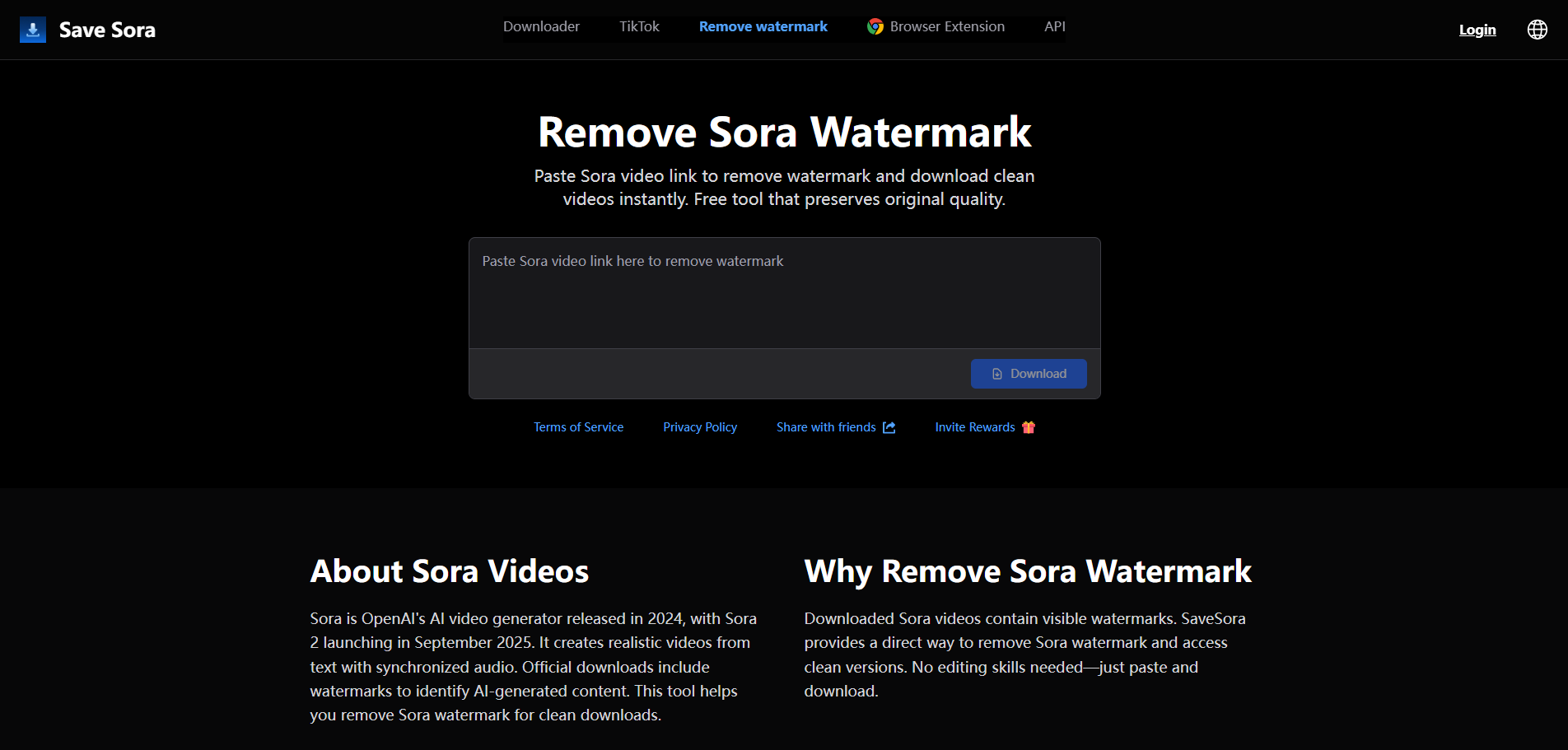 Remove Sora Watermark - Download Clean Sora 2 Videos | SaveSora | Creati.ai