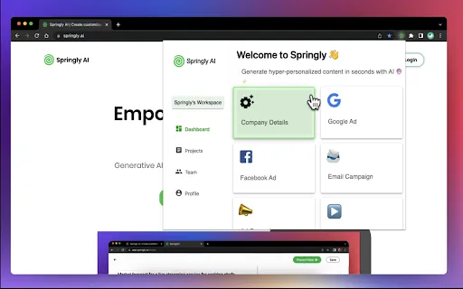 Springly AI: Effortless Content Creation Extension | Creati.ai