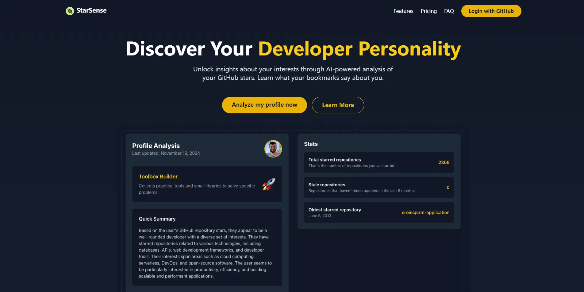 StarSense - Your Developer Personality Revealed | Creati.ai