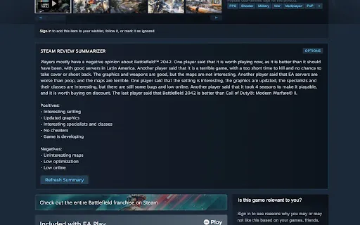 Steam Review Summarizer - Obtén información rápida sobre juegos | Creati.ai