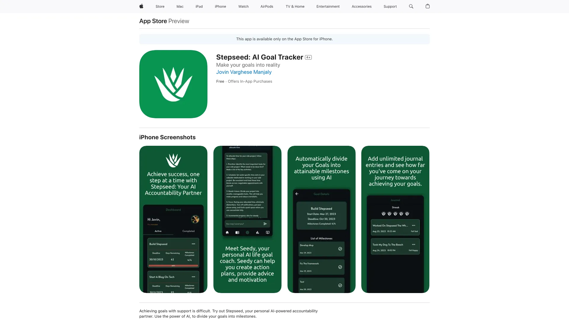 Stepseed - Rastreador de Objetivos IA & Diario | Creati.ai