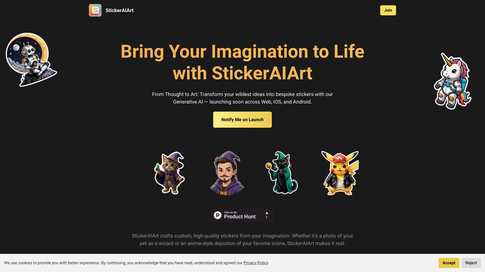 Create Unique Stickers with AI - Sticker AI Art | Creati.ai