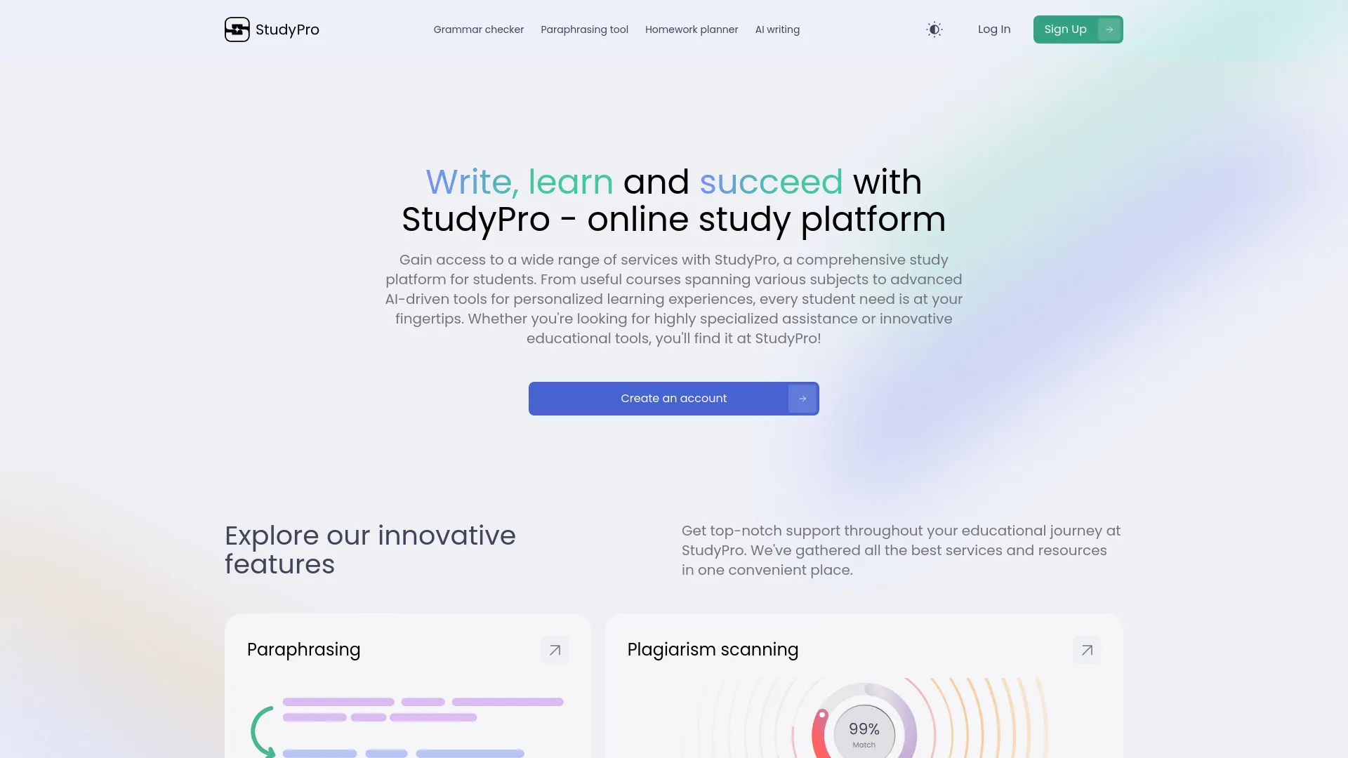 Boost Your Writing with StudyPro's AI Tools | Creati.ai