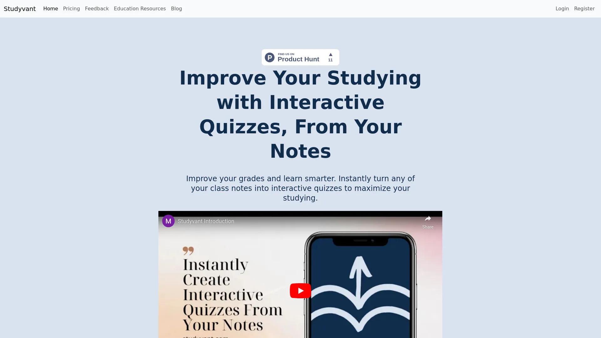 Studyvant - Convierte tus notas en cuestionarios interactivos | Creati.ai