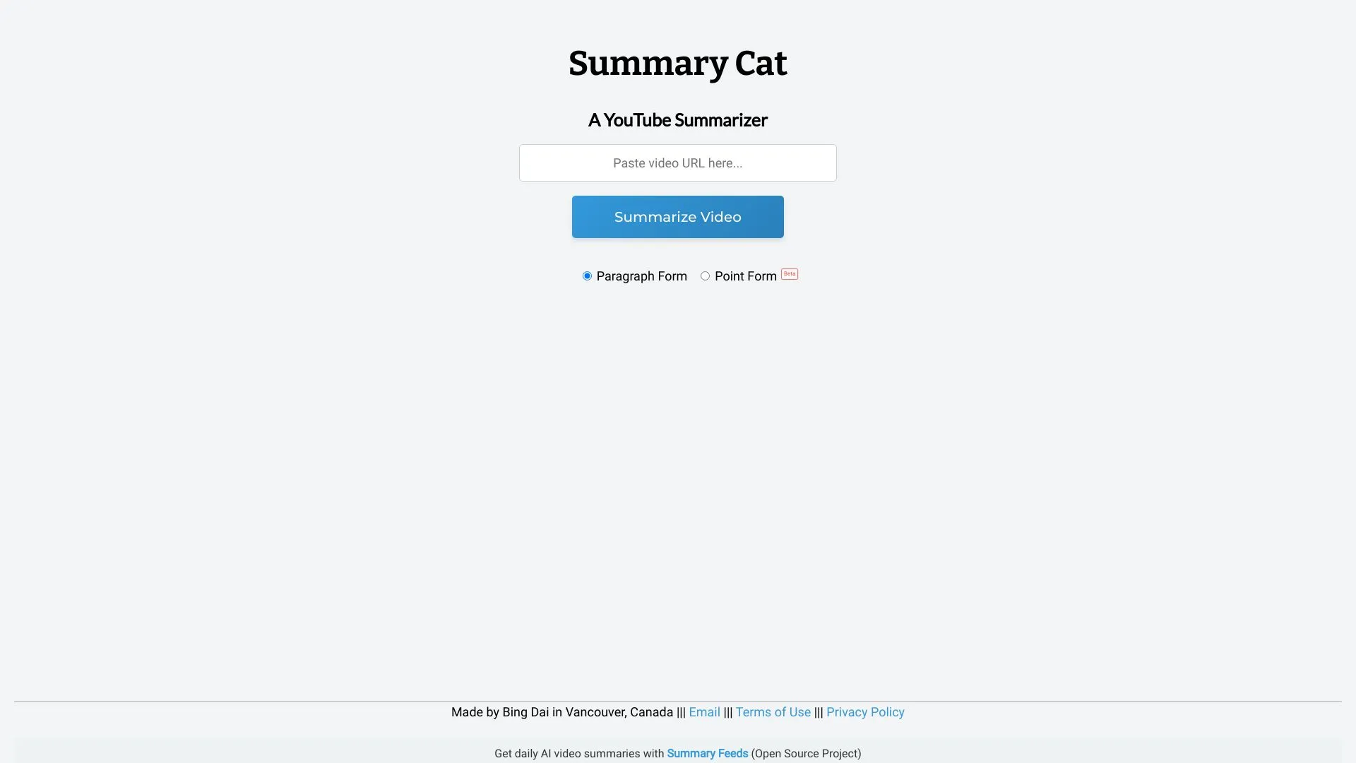 SummaryCat: A Fast YouTube Video Summarizer Tool | Creati.ai