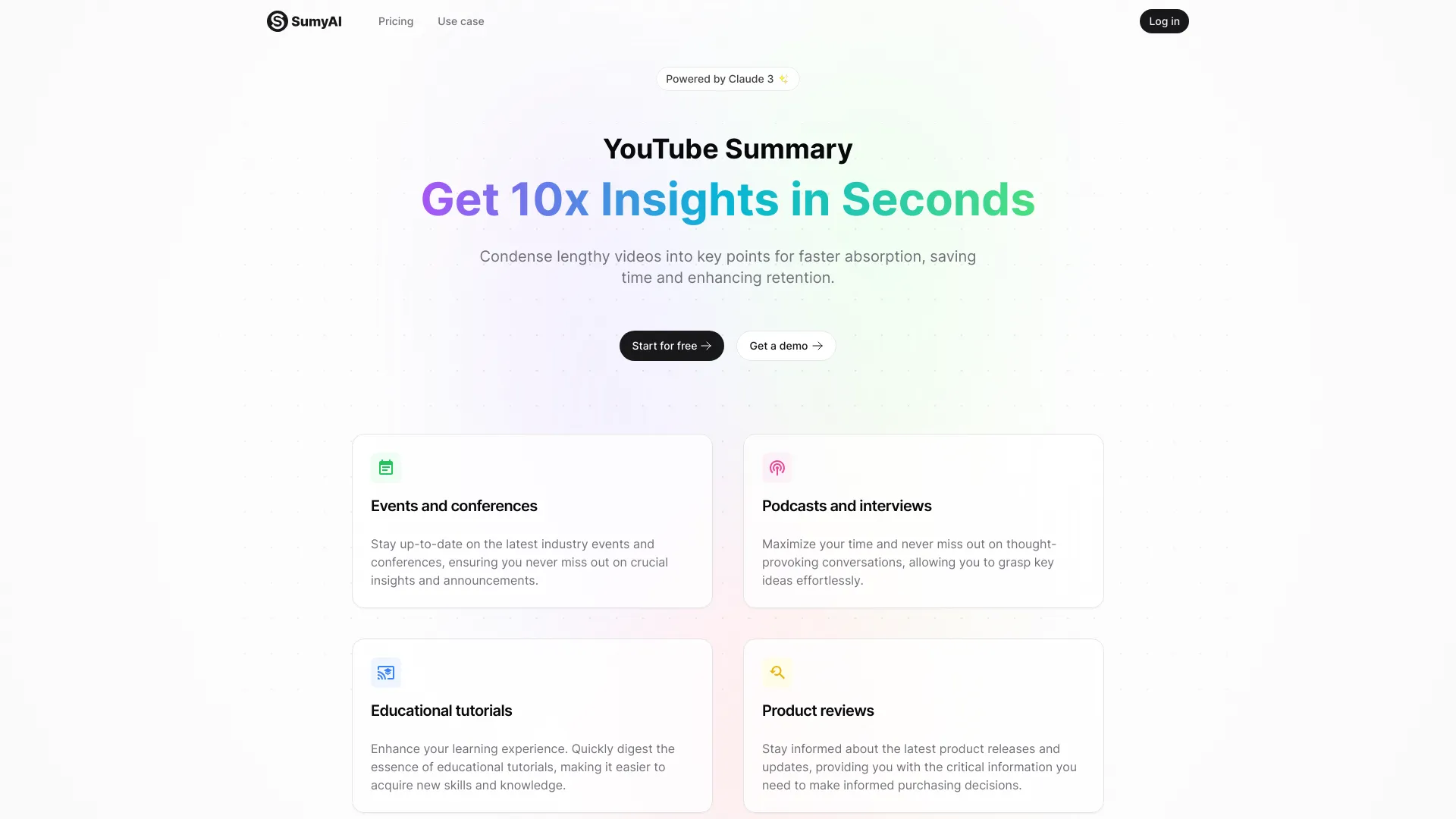 SumyAI - Fast and Efficient YouTube Video Summarization | Creati.ai