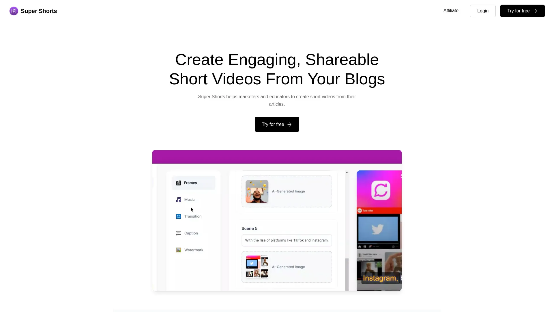 Transform Blogs into YouTube Shorts & Instagram Reels | Super Shorts ...