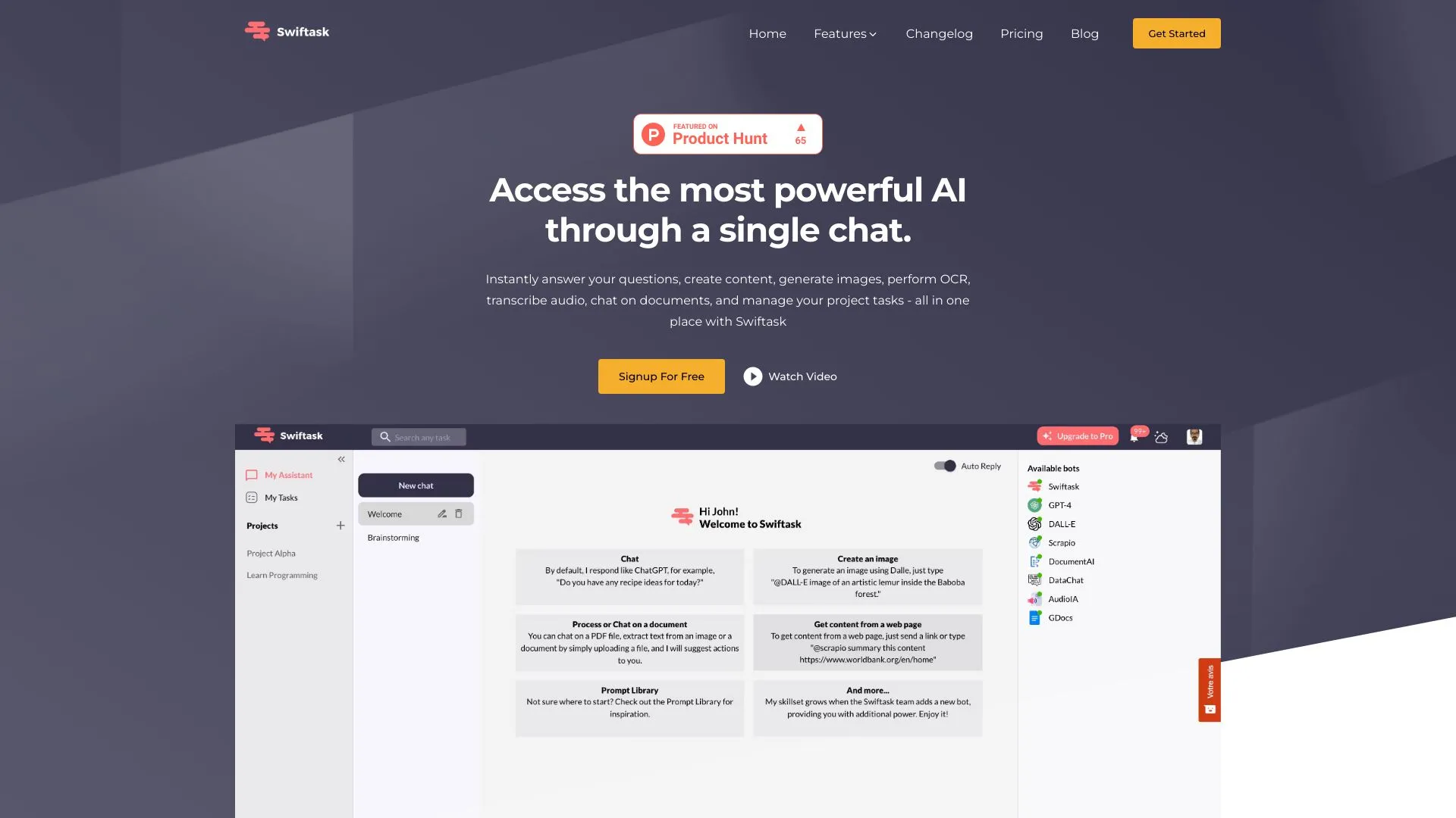 Swiftask: All-in-One AI Assistant for Productivity and Creativity | Creati.ai