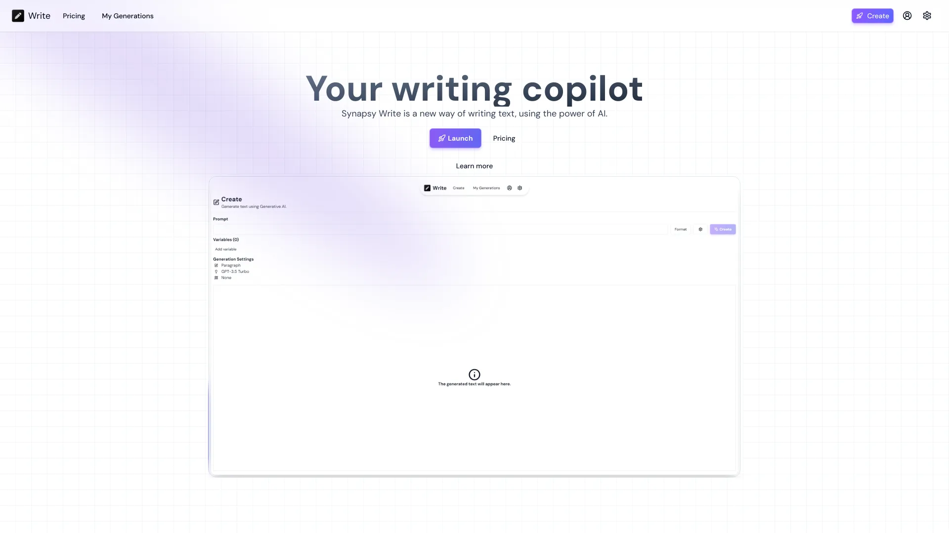 Synapsy Write: Asistente de Escritura Impulsado por IA | Creati.ai