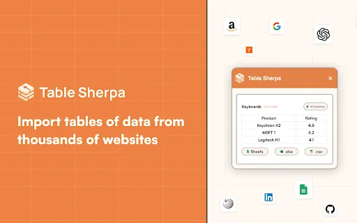 TableSherpa: Exportador de Web a Hojas para una Extracción de Datos Sin Esfuerzo | Creati.ai