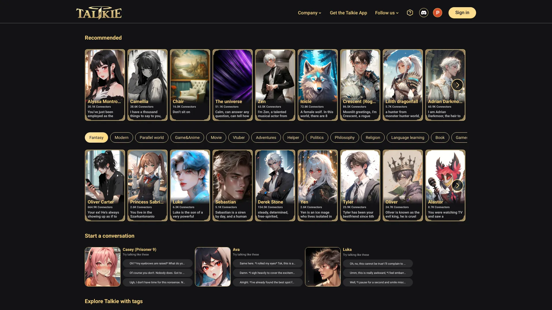 Talkie AI : Conversations vivantes avec des personnages IA ...