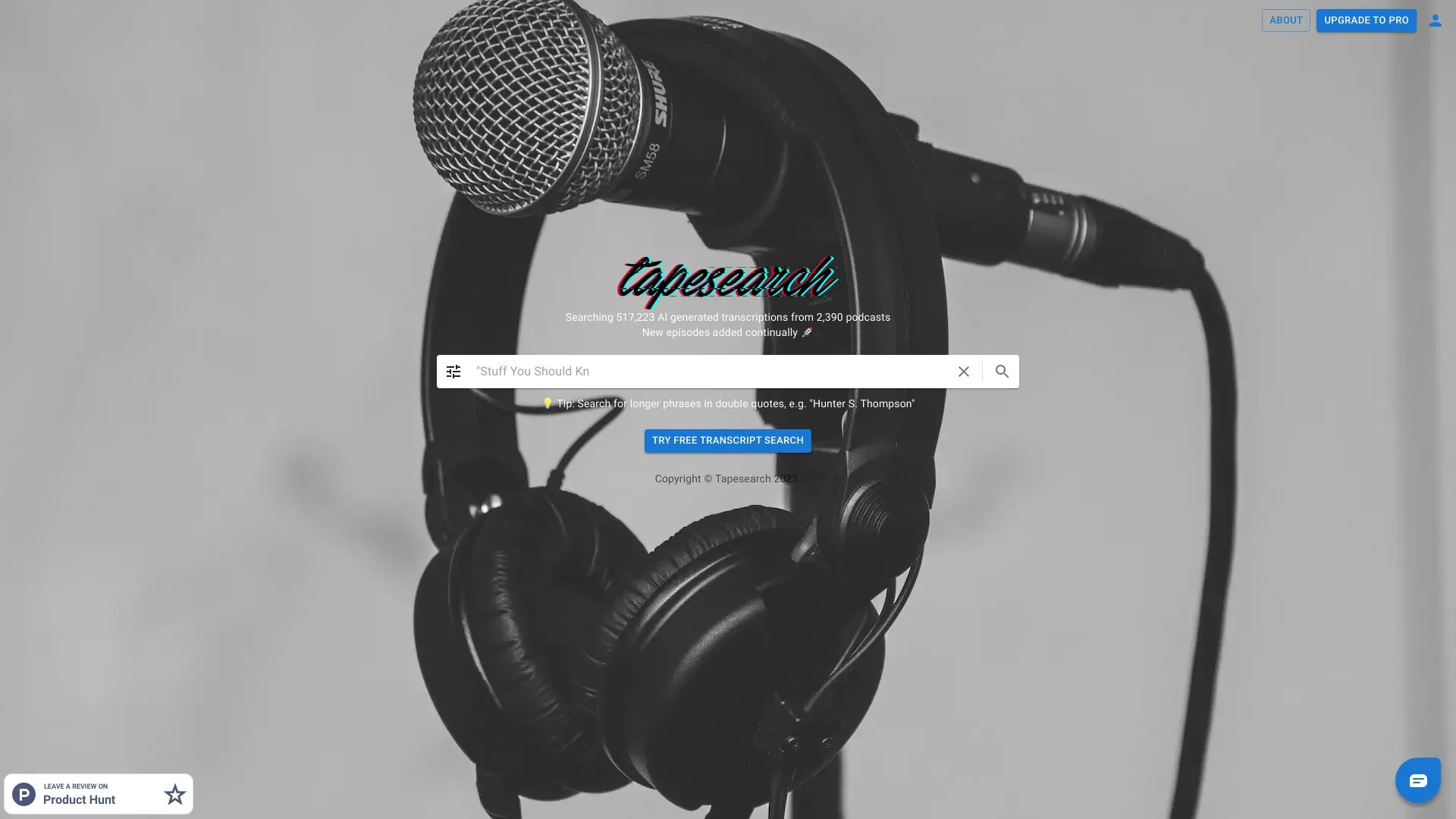 Tapesearch - The Ultimate Podcast Transcript Search Engine | Creati.ai