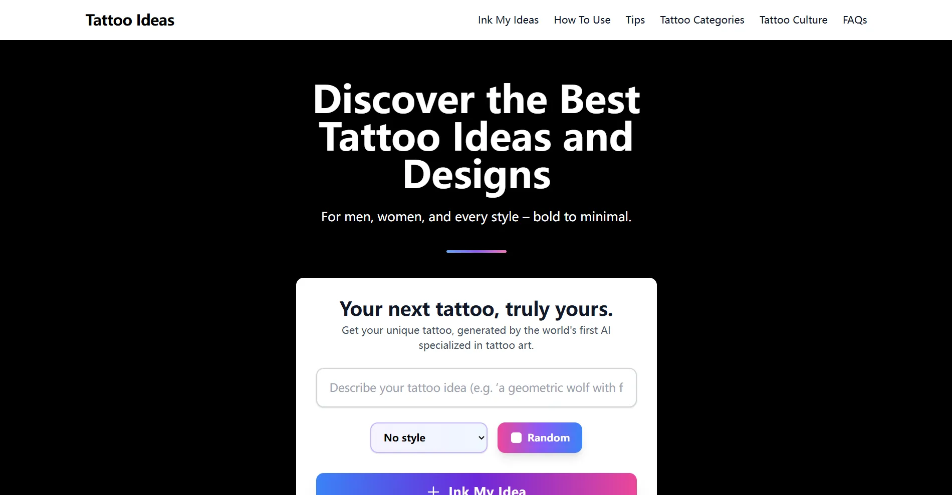 Tattoo Ideas: AI-Powered Unique Tattoo Design Inspiration | Creati.ai