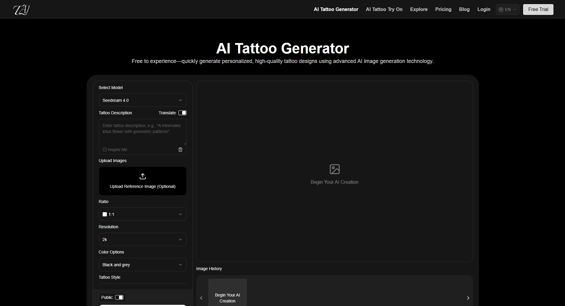 AI Tattoo Generator – Create Custom Tattoo Designs Instantly | Creati.ai