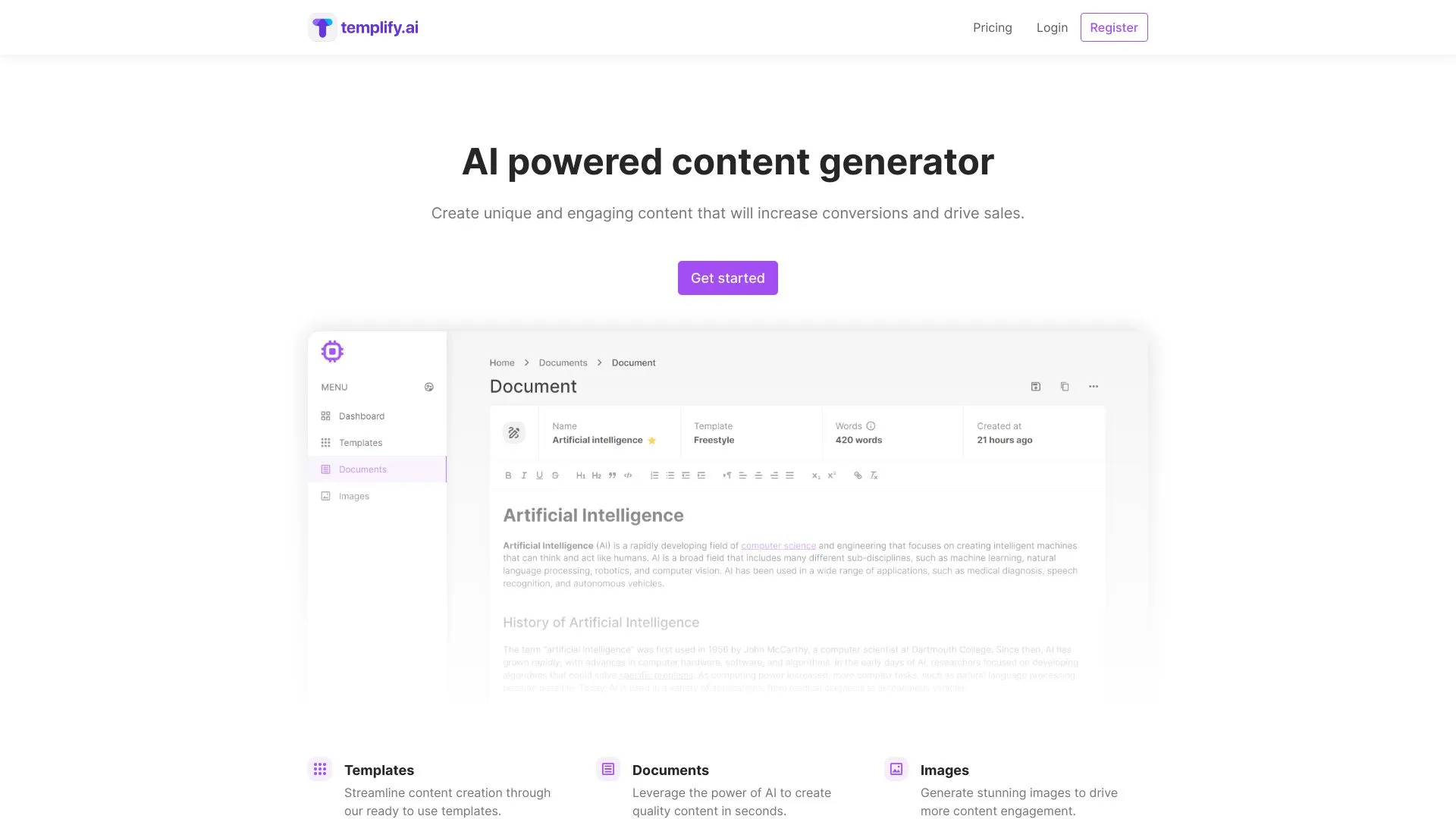 Templify.ai | AI-Powered Content Creation Tool | Creati.ai