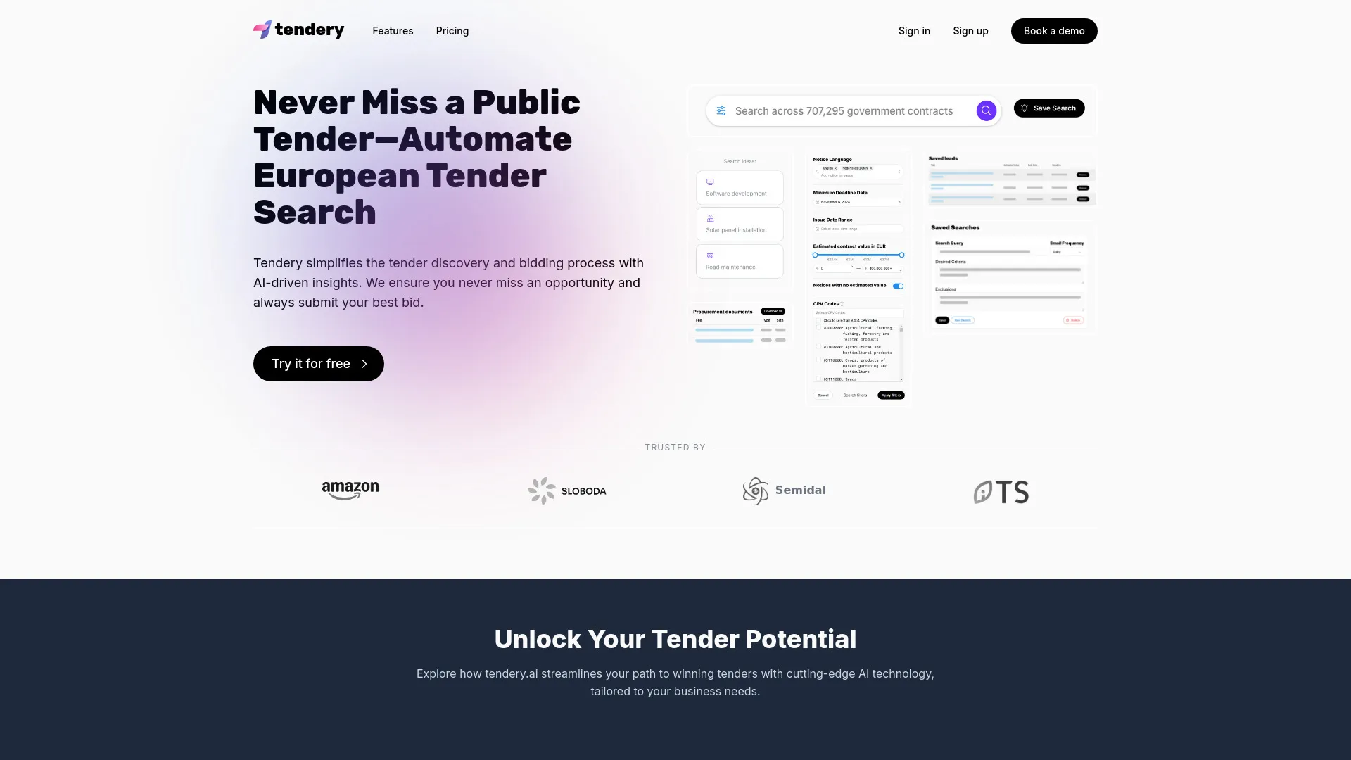 Tendery: AI-Powered Tender Discovery and Management | Creati.ai