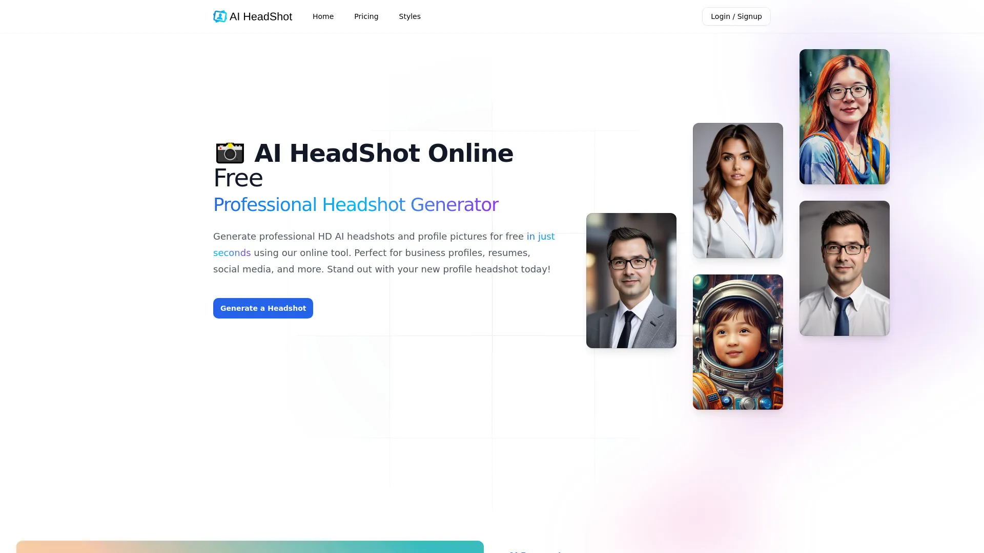 AI Headshot Online: Free Professional Headshots Generator | Creati.ai