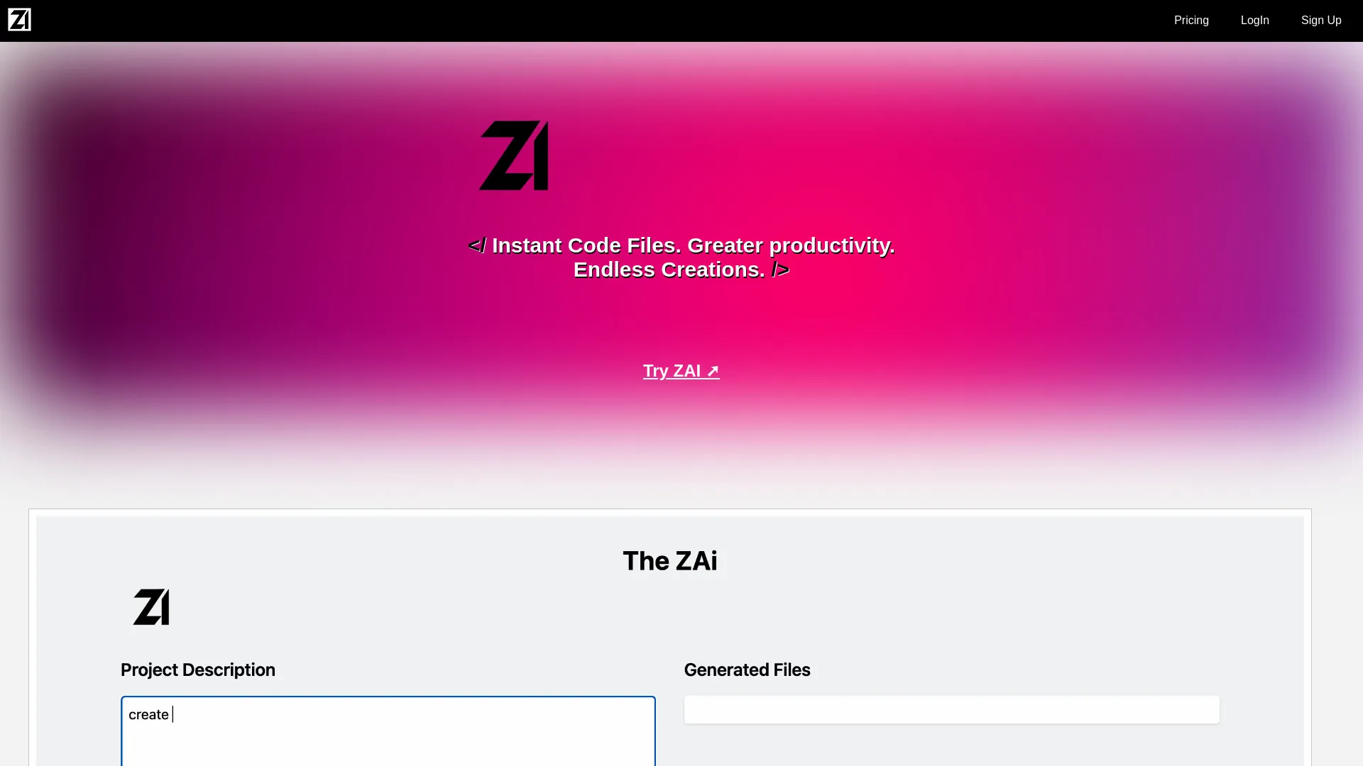 The ZAI: AI-Powered Code Generation for Software Engineers | Creati.ai
